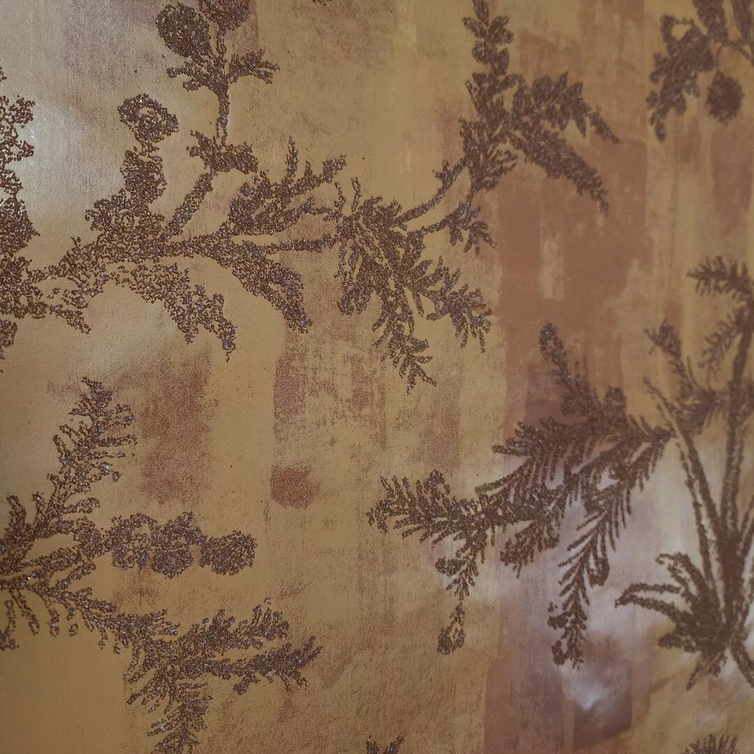 Ginger Rust Orange Vintage Tapestry Floral Textured Embossed Surface ...
