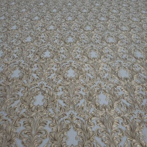 Embossed Wallpaper Victorian Vintage Damask Gray Gold Brass Metallic ...