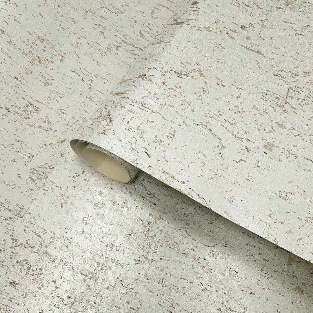 Real Natural Cork Textured Gray Pearl off White Silver Metallic Modern ...