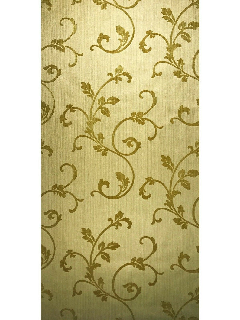 Flock Wallpaper Mustard Yellow Gold Velvet Textured Damask - Etsy