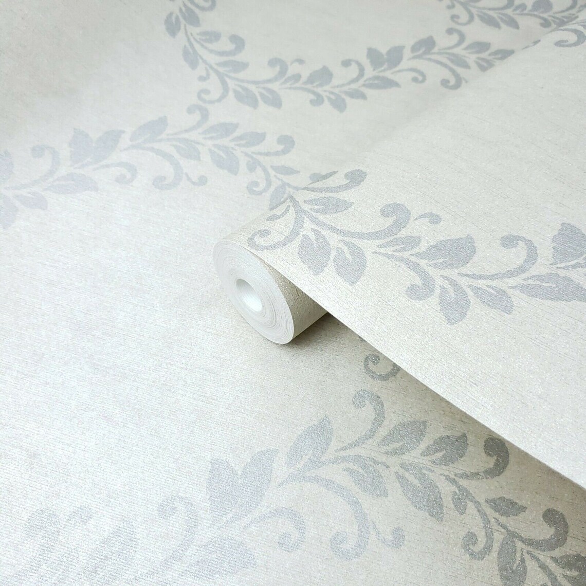 Glitter Embossed Victorian Wallpaper Gray Silver Metallic Wave - Etsy