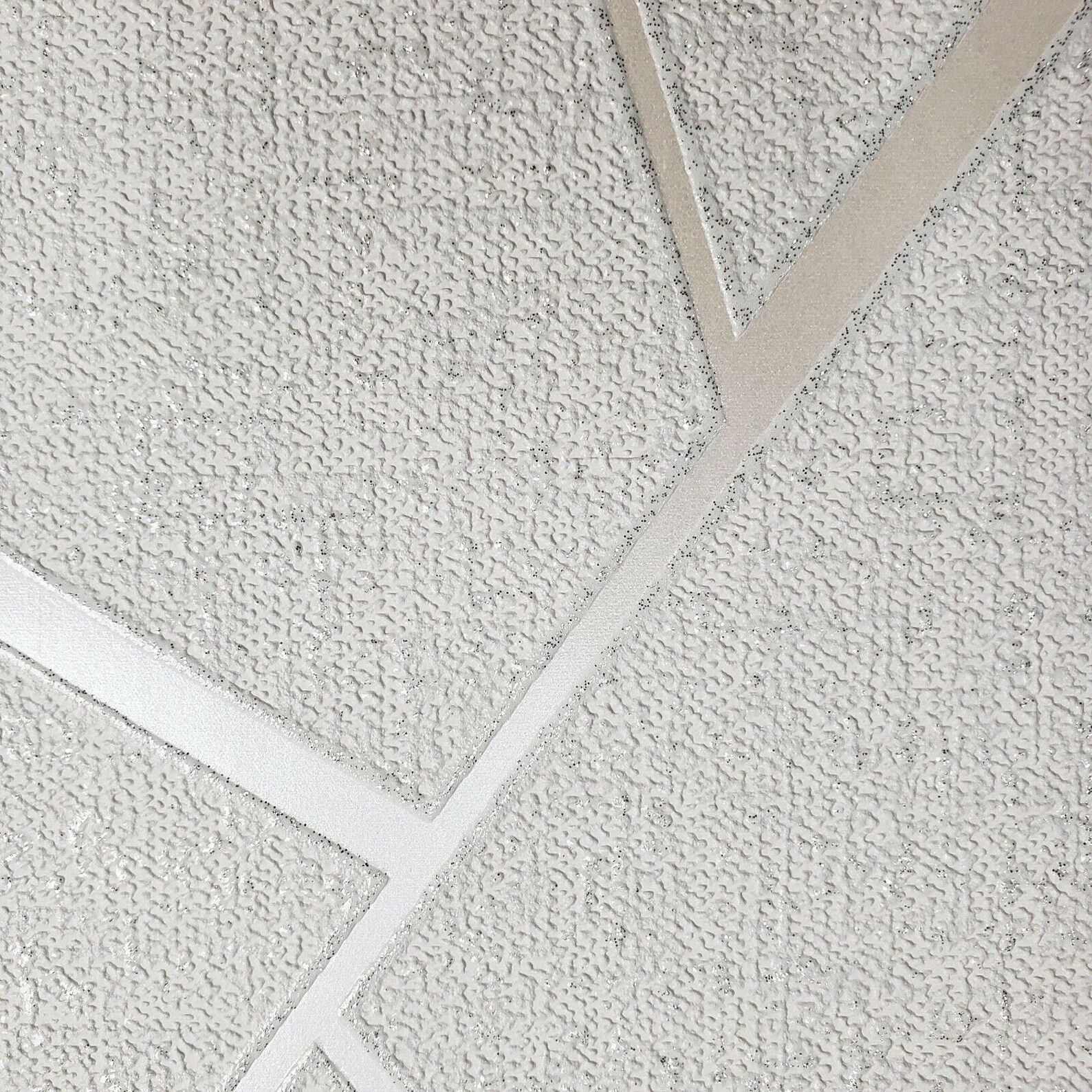 Contemporary Wallpaper White Silver Metallic Geometric - Etsy