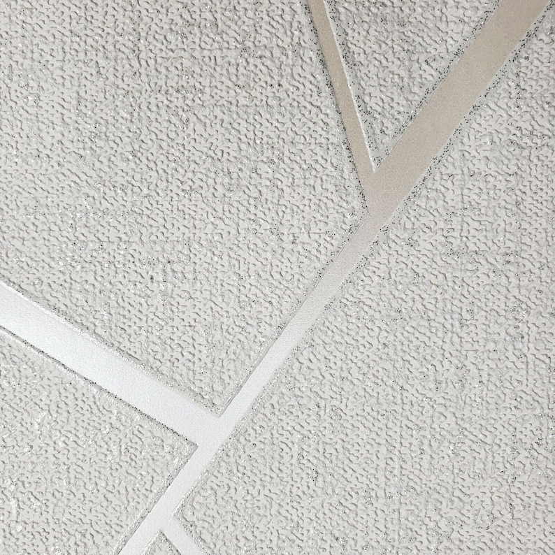 Contemporary Wallpaper White Silver Metallic Geometric - Etsy