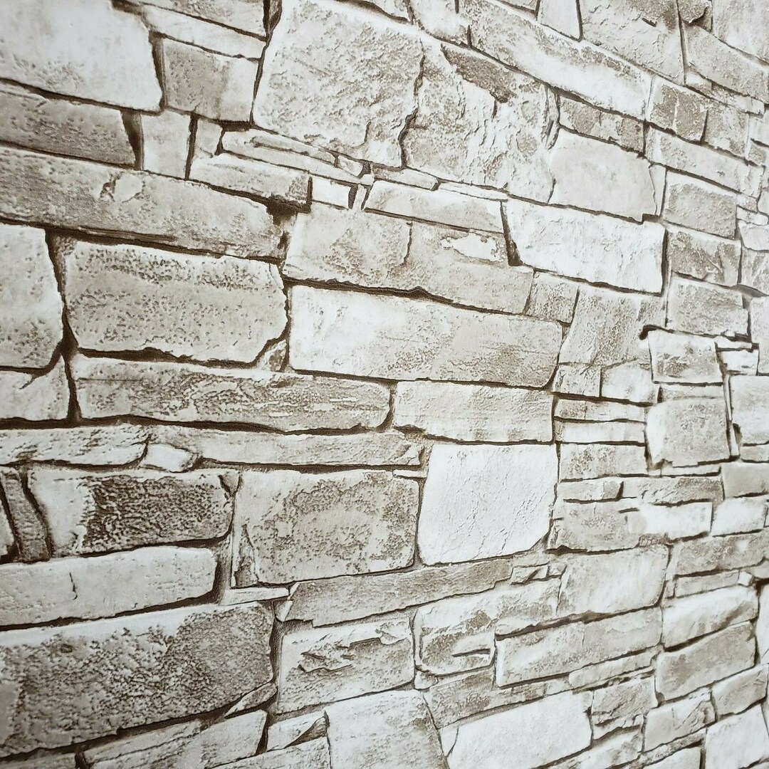 Vinyl Wallpaper Rolls Textured Brown Modern Wallcoverings Faux Stone ...