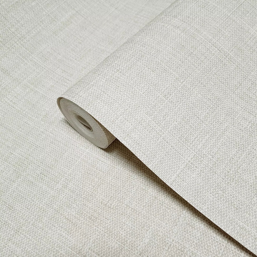 Alabaster Tan off White Faux Linen Fabric Vinyl Contemporary Plain ...