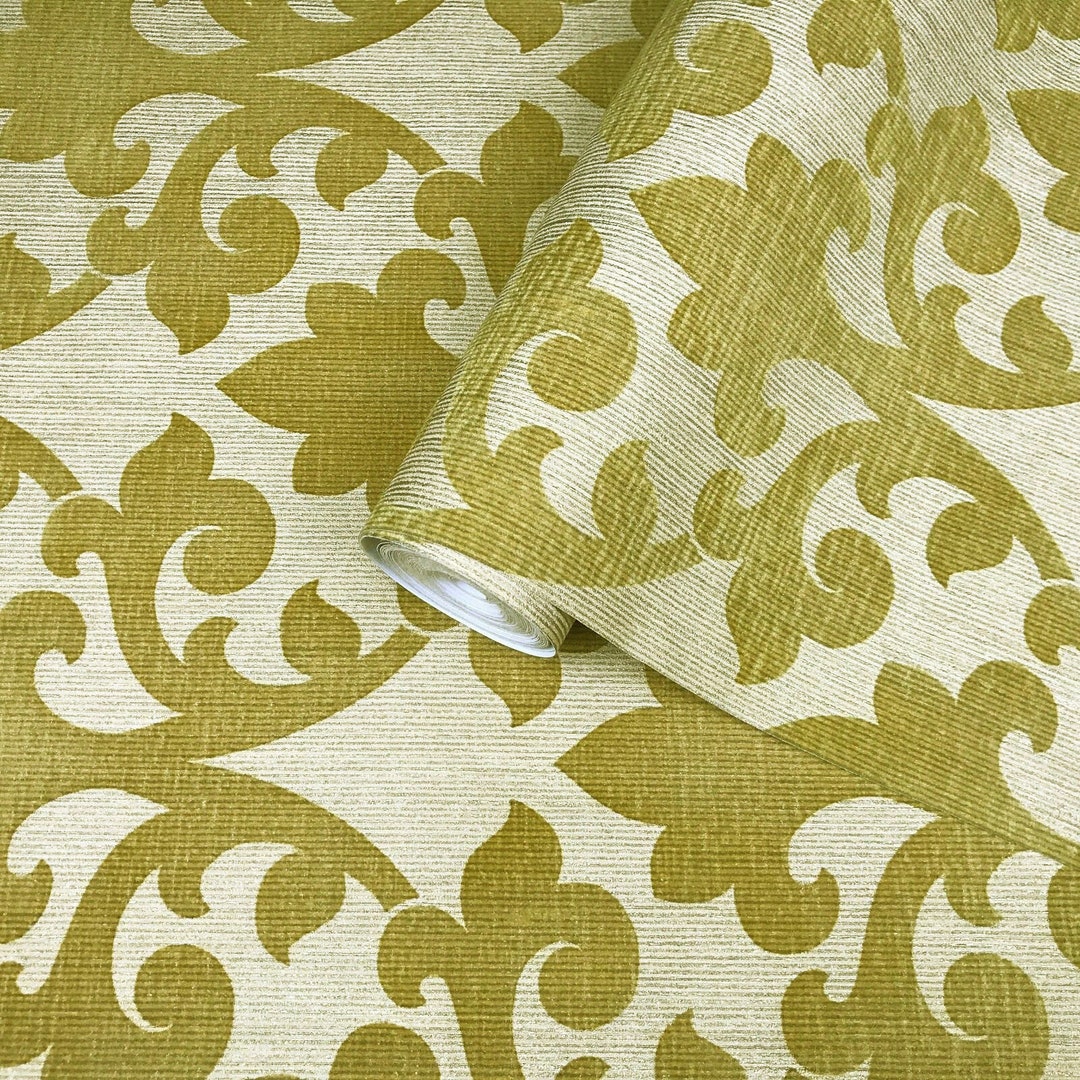 Flocking Embossed Wallpaper Roll Gold Metallic Flocked Textured Velour ...