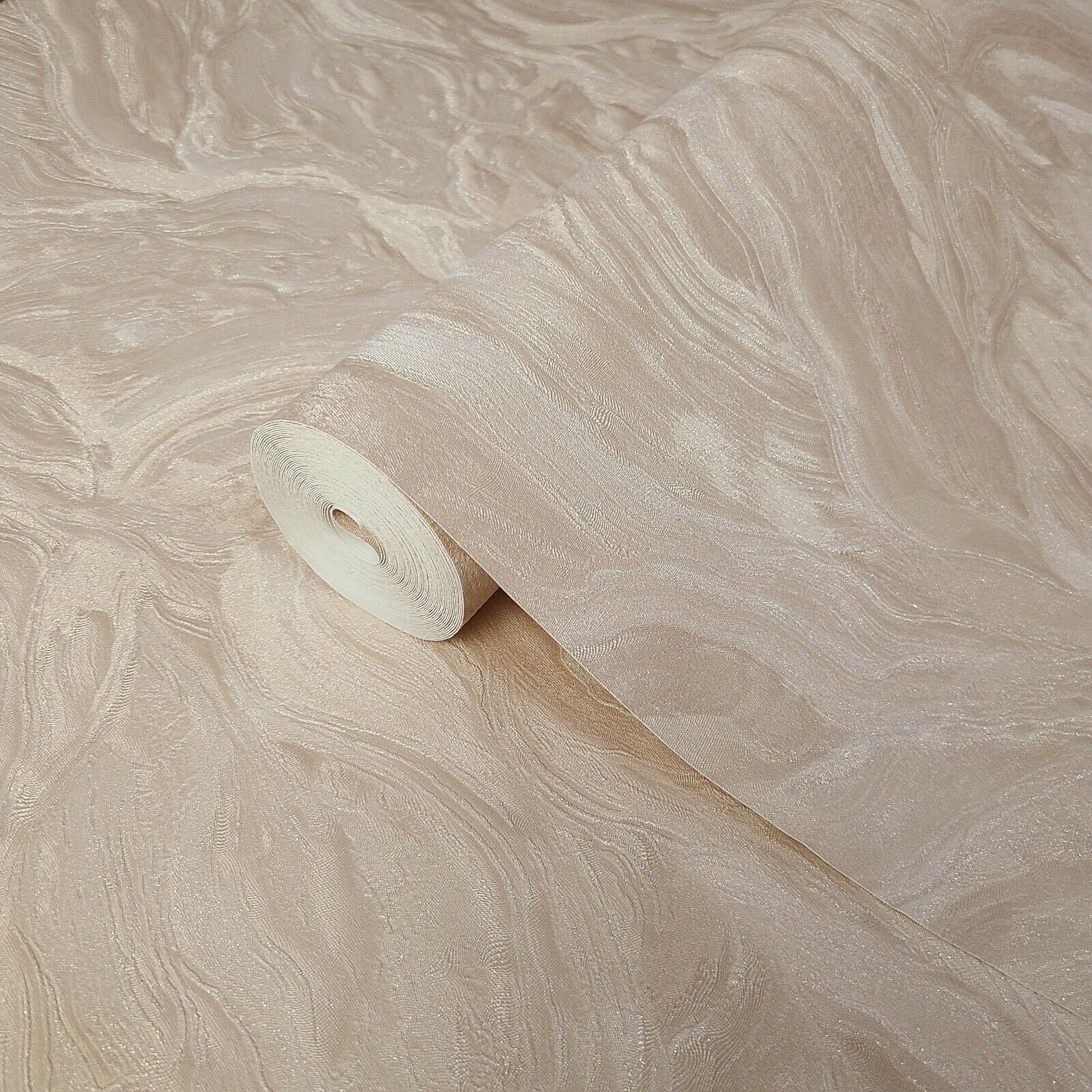 Modern Rose Tan Cream Textured Plain Wavy Faux Plaster Modern Wave ...