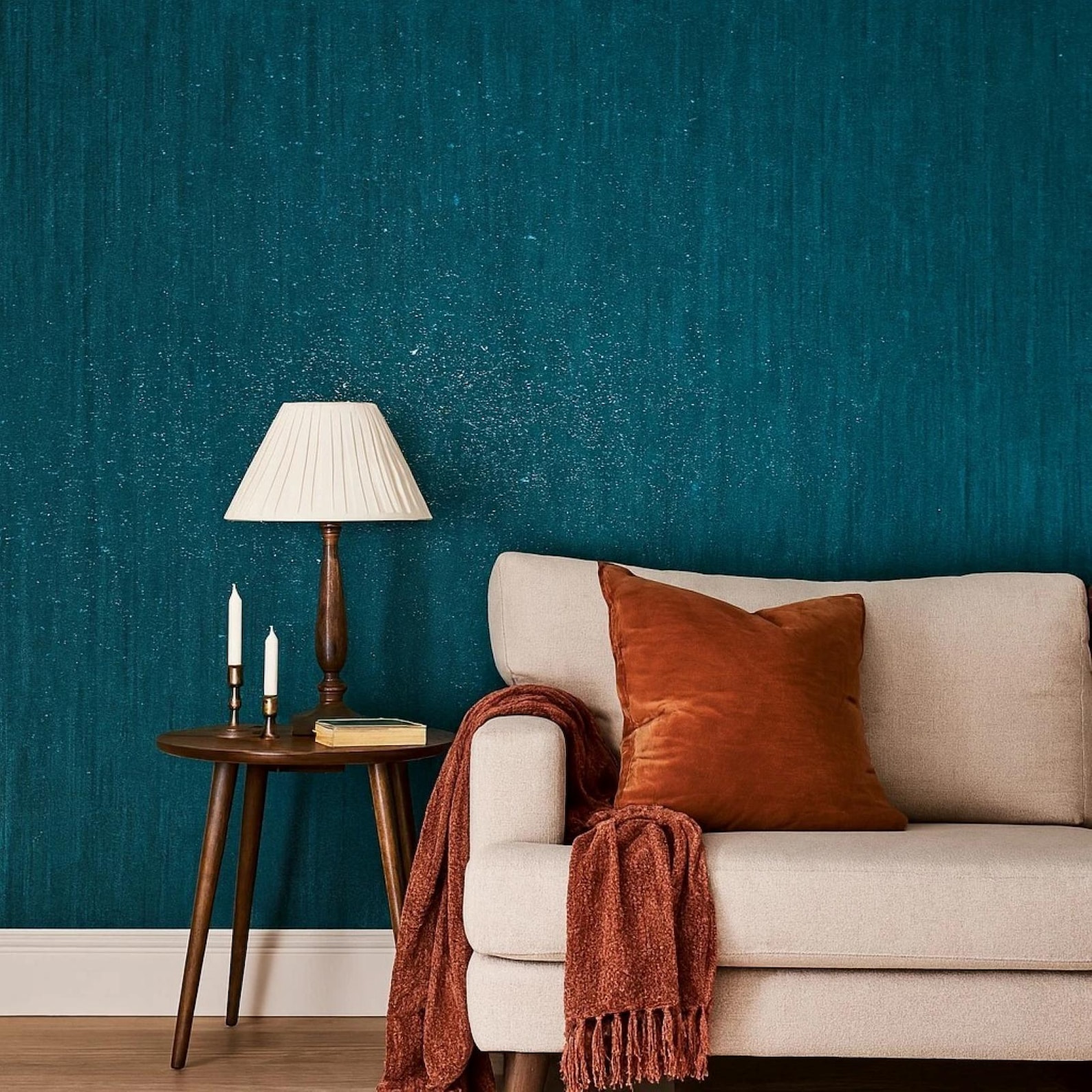 Real Natural Cork Teal Green on Metallic Foil Striped Textured Modern ...