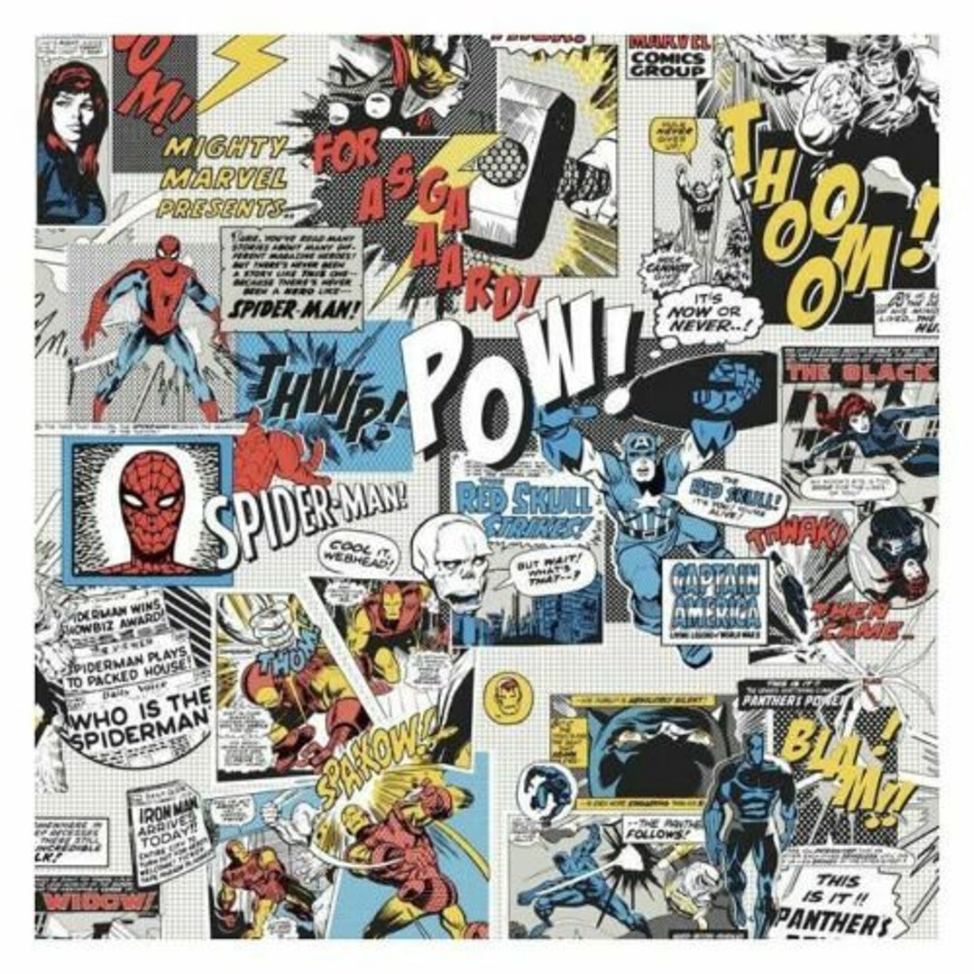 Colored Comics Pow Unpasted Primary Wallcoverings Wallpaper - Etsy Canada