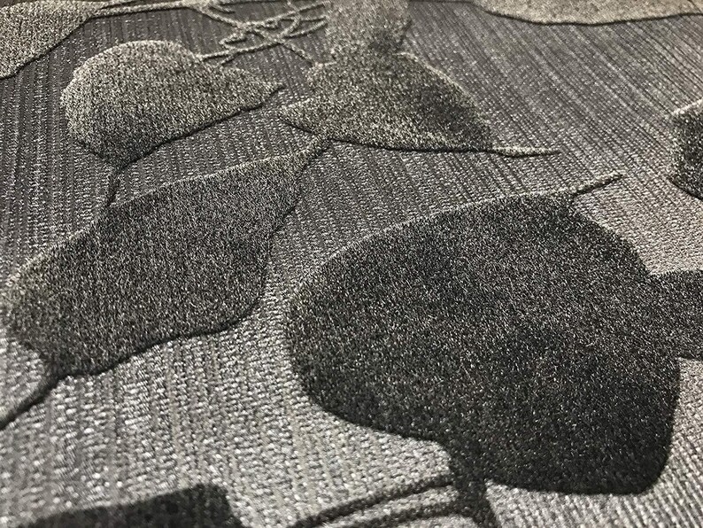 Flocked Wallpaper Black Gray Metallic Textured Flocking Leaves - Etsy