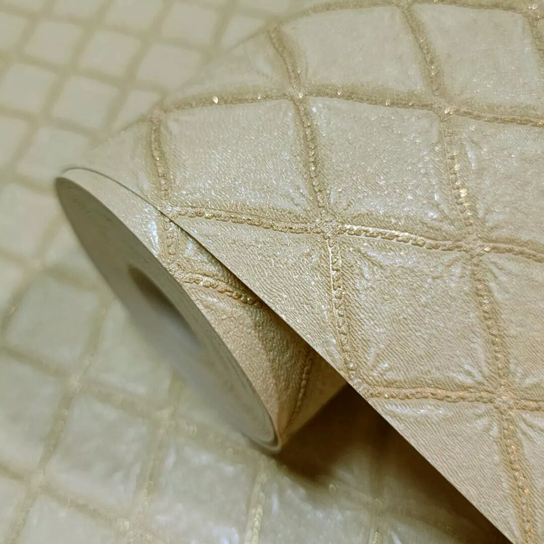 Embossed Yellow Cream Gold Faux Fabric Textured Diamonds Modern ...