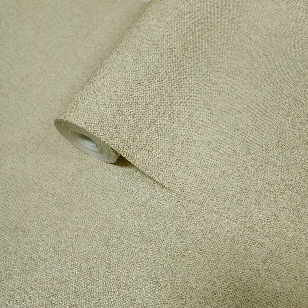 Modern Rustic Olive & Beige Cream Plain Faux Fabric Textured Plain ...