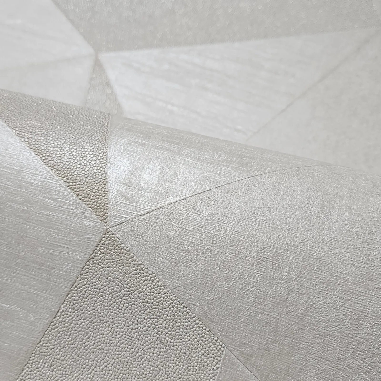 Geometric Beige off White Cream Triangles Faux Fabric Textured Geo ...