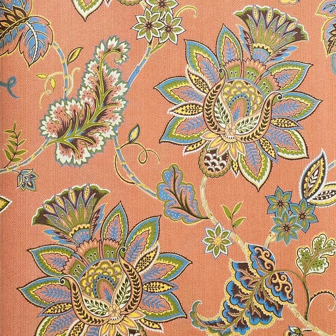 Orange Floral Pattern Flowers Wallpaper Rolls - Etsy