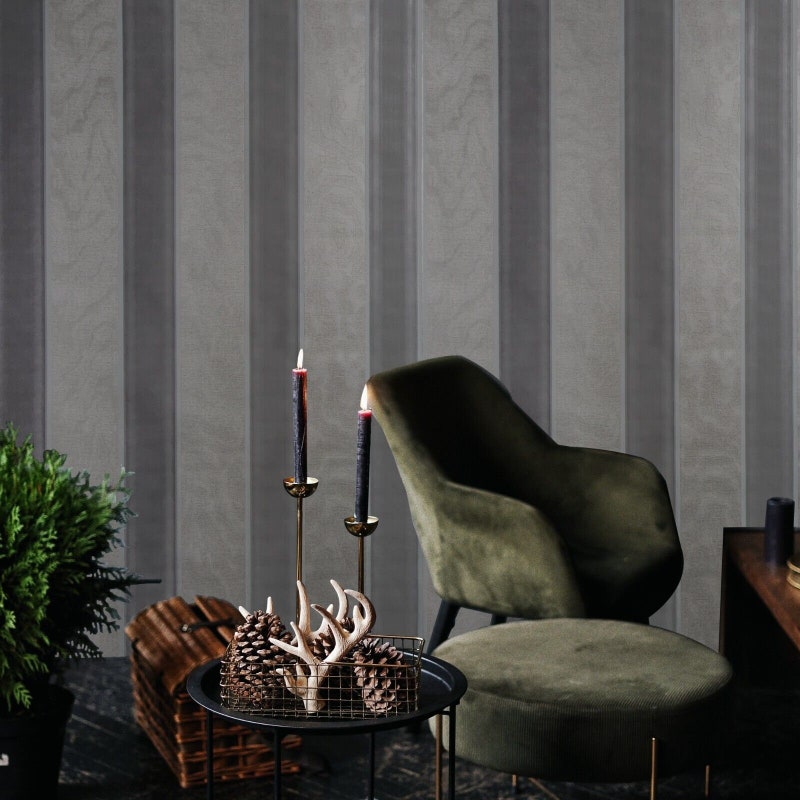 Gray Stripe Wallpaper Dark - Etsy