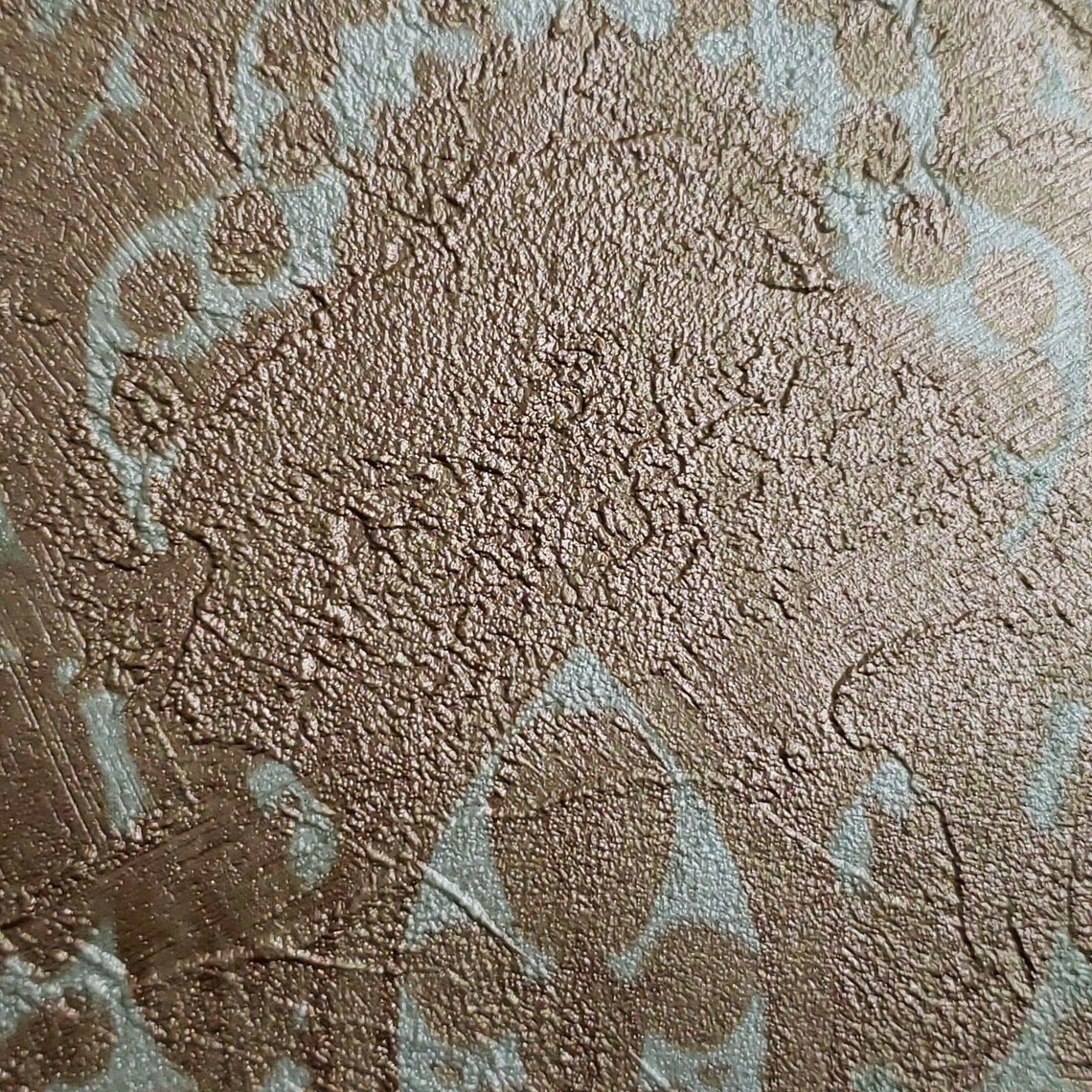 Textured Wallpaper Green Metallic Bronze Vintage Rusted - Etsy