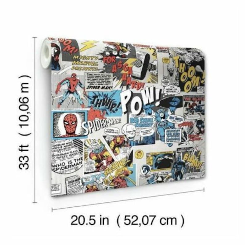 Colored Comics Pow Unpasted Primary Wallcoverings Wallpaper - Etsy Canada