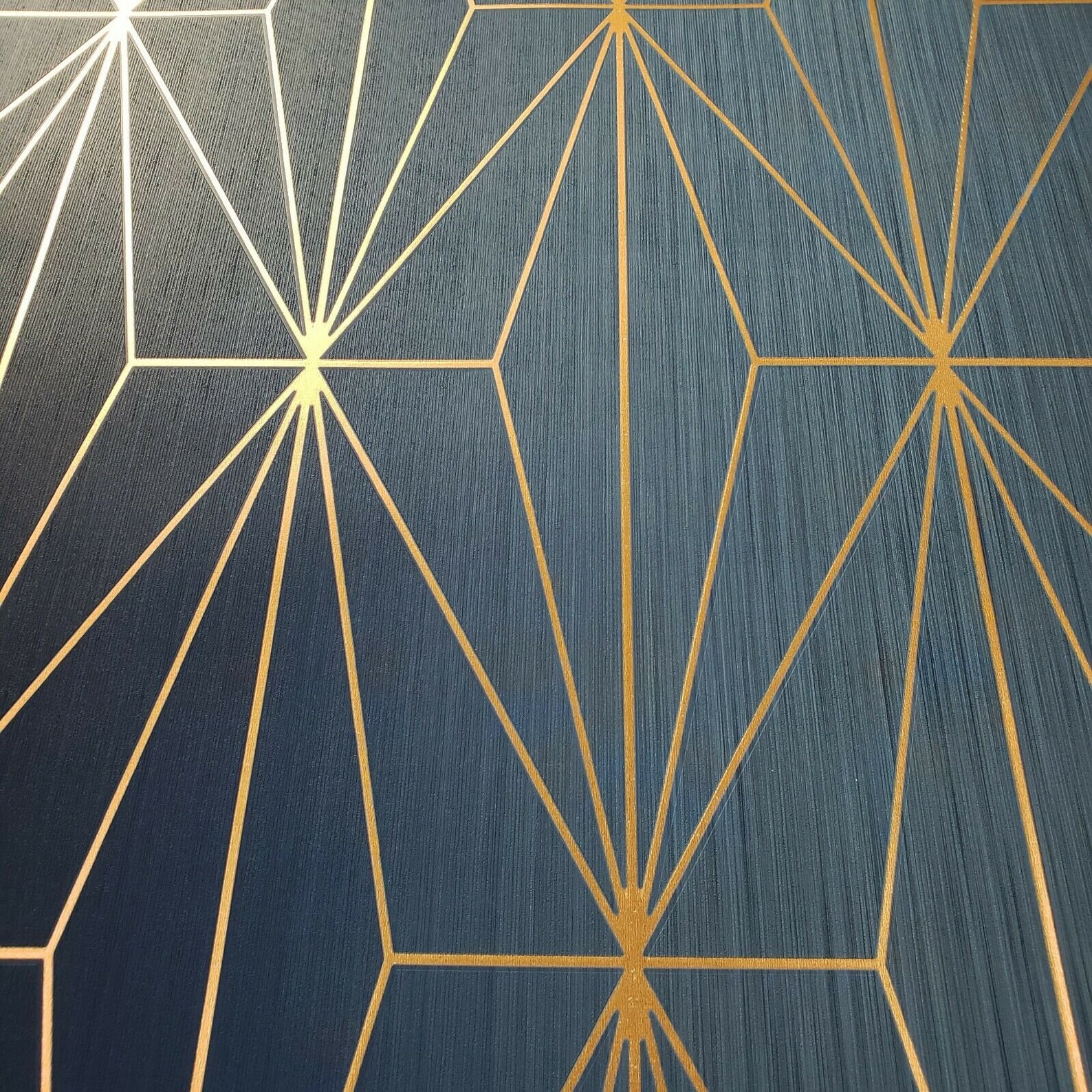 Diamond Triangle Geometric Lines Wallpaper Navy Blue Bronze - Etsy