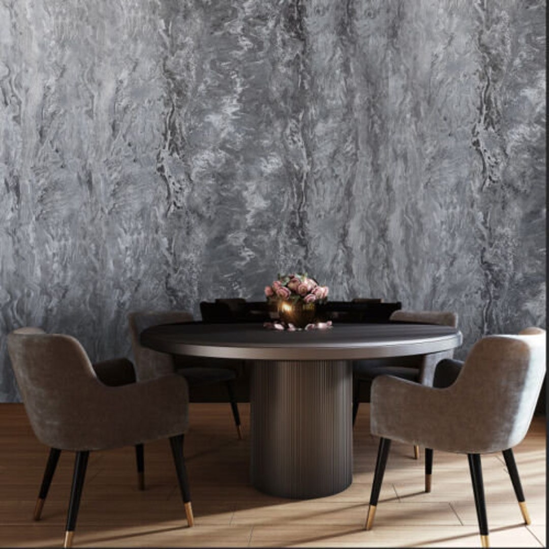 Graphite Gray Striped Faux Lava Marble Modern Textured Contemporary ...