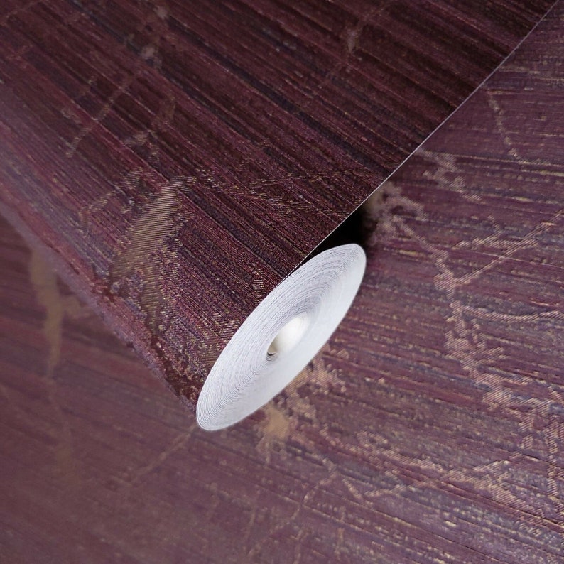 Wallpaper Burgundy Gold Rust Metallic Textured Plain Modern Wall ...