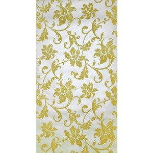 Flocking Champagne Cream Yellow Floral Damask Velvet Flocked Wallpaper ...