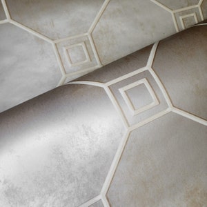 Rusted Steel Metallic Beige Octagon Lines Trellis Geometric Modern ...