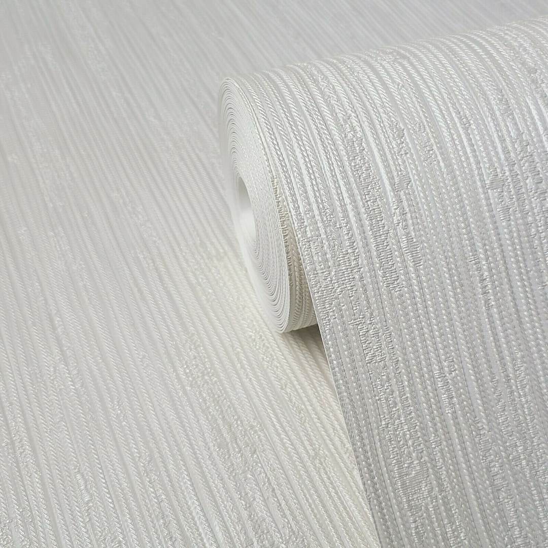 Modern White Stria Lines Faux Fabric Heavy Texture Plain Textured ...