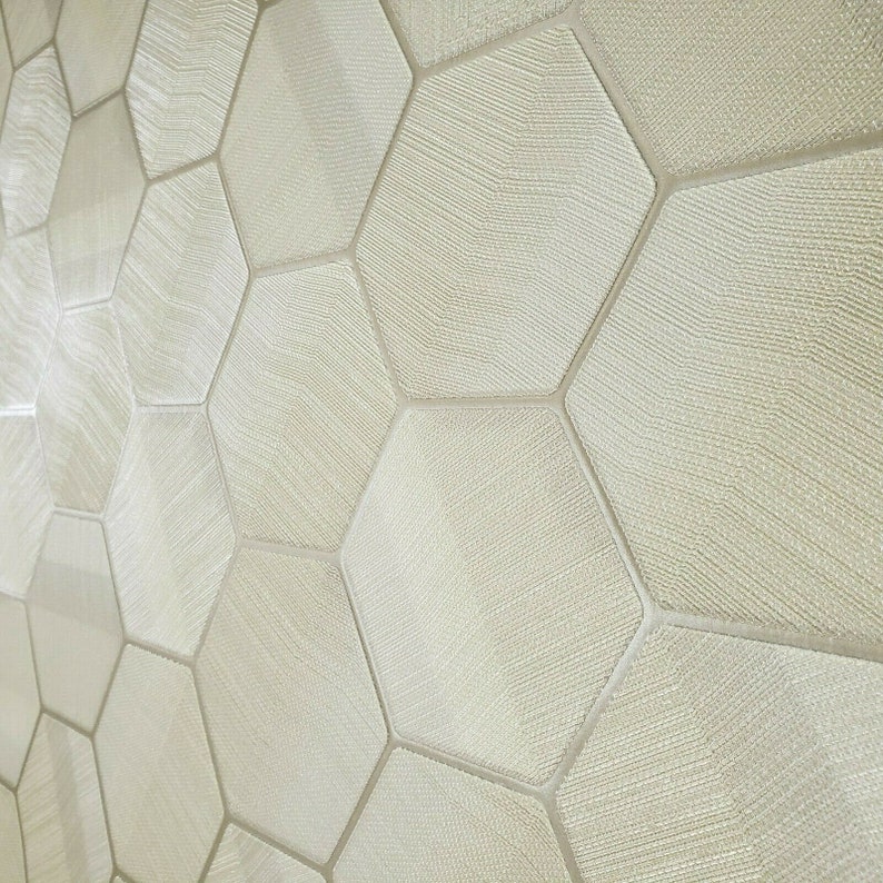 Hexagon Feature Yellow Gold Metallic Textured Wallpaper Geometric 3D - Etsy