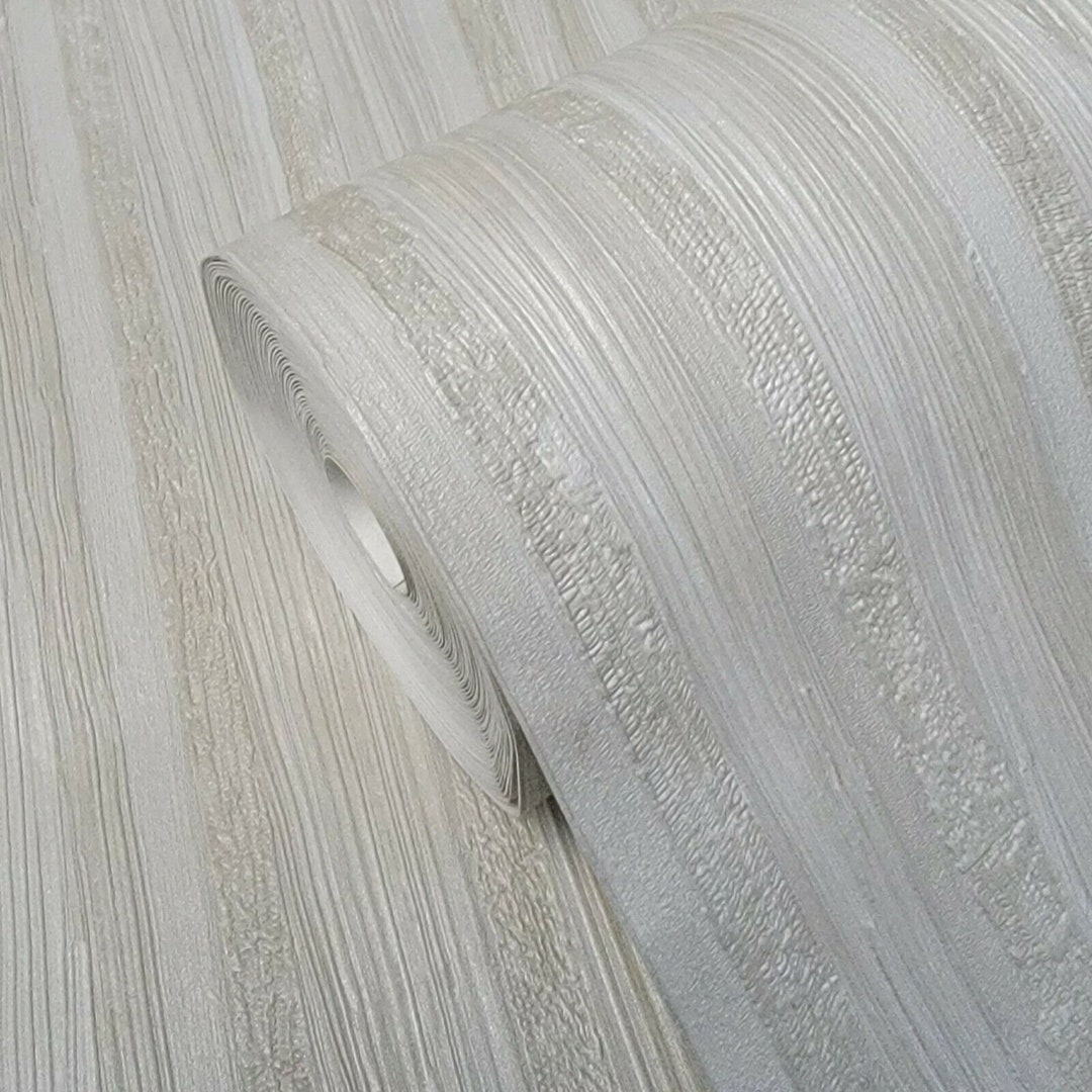 Contemporary Ivory off White Cream Plain Vertical Stria Lines Textured ...