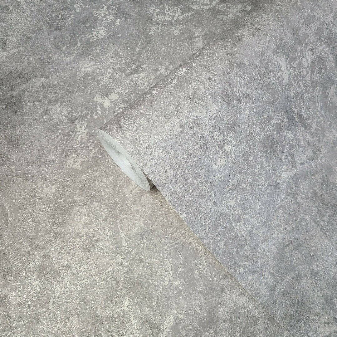 Modern Brass Gray Metallic Faux Cement Concrete Plaster Textured ...