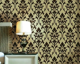 Brown Damask Wallpaper - Etsy