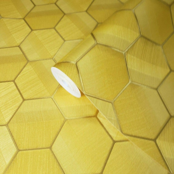 Hexagon Pattern Wallpaper Yellow