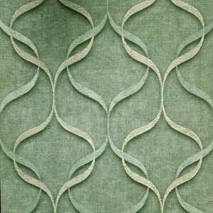 Green Gold Metallic Ogee Wavy Trellis Lines Faux Fabric Textured ...