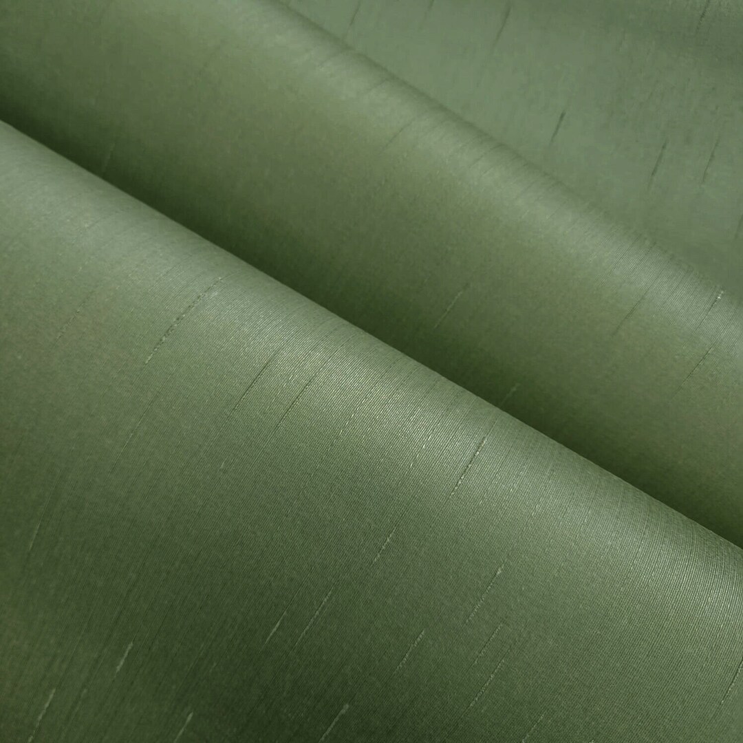 Olive Green Vertical Silk Natural Thread Fabric Wallpaper Modern ...