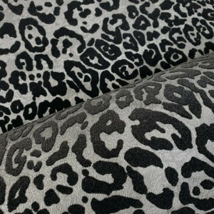 Wallpaper Black Silver Metallic Textured Flocked Jaguar Leopard Animal ...