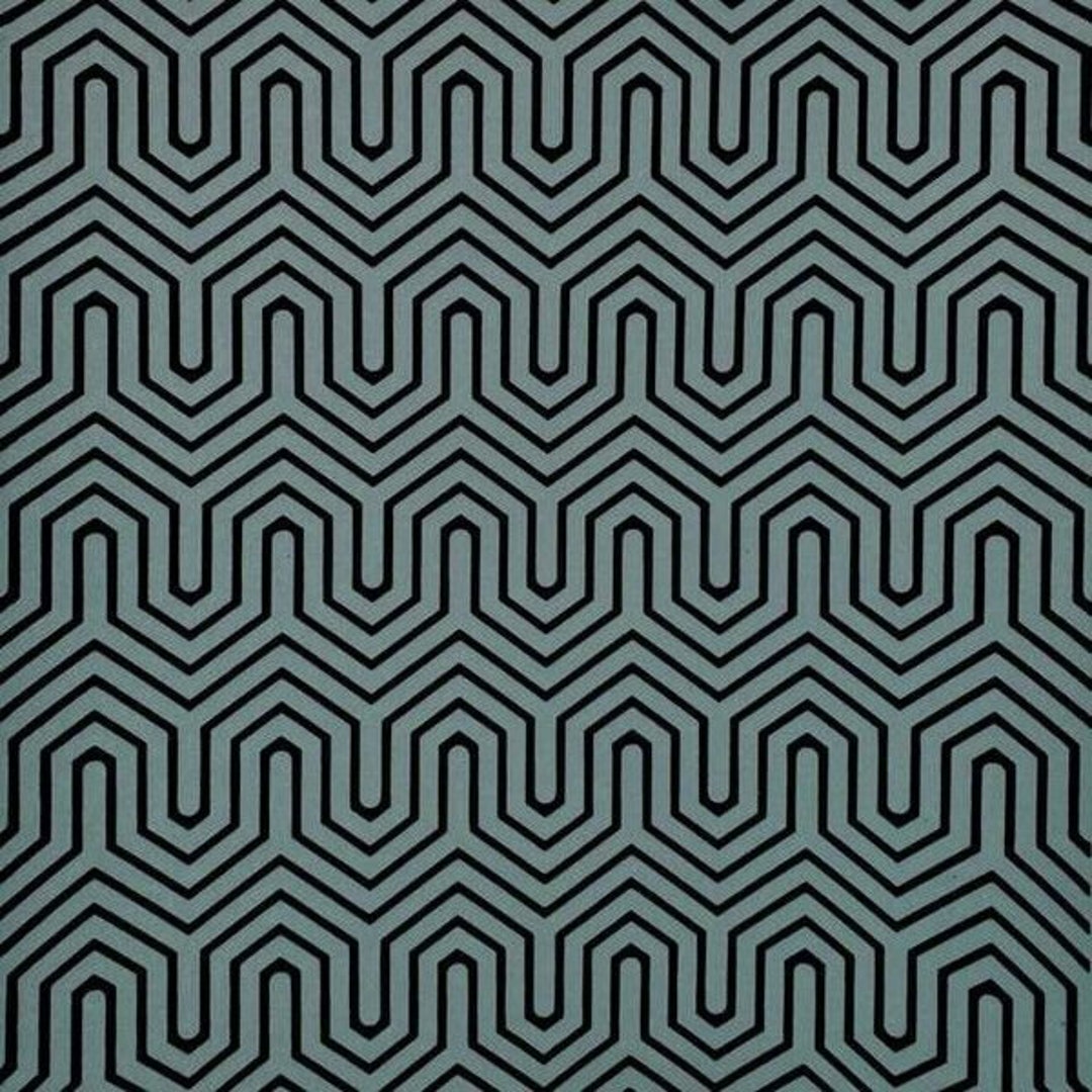 Navy Blue Teal Felt Flocking Geometric Velvet Labyrinth Flocked ...