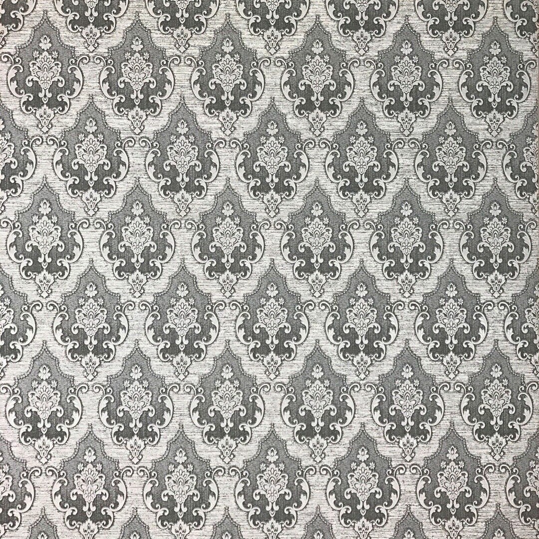 Wallpaper Victorian Damask Pattern Wall Coverings Textured Rolls Gray ...