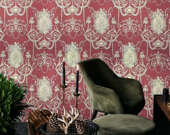 Red Toile Wallpaper - Etsy
