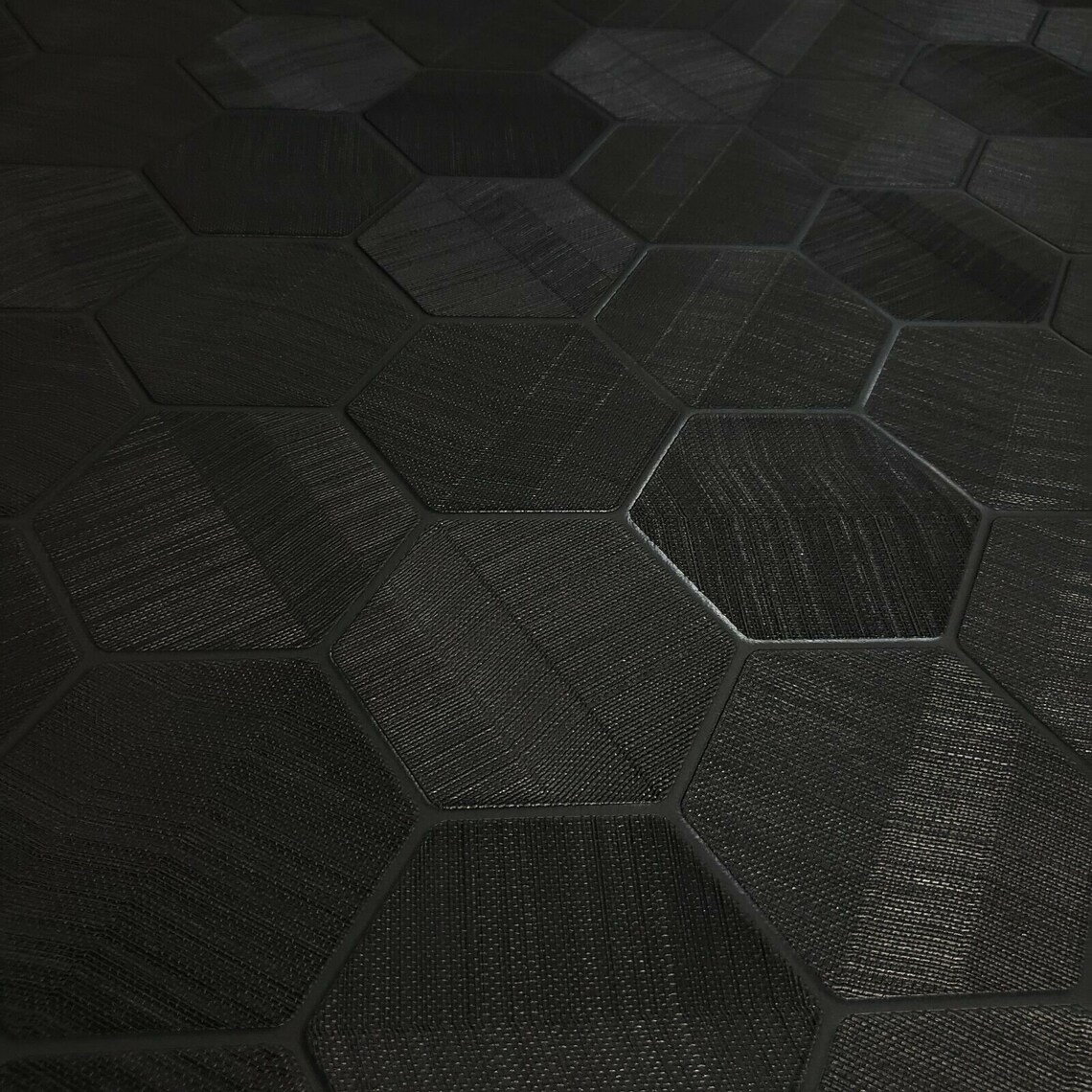 Contemporary Modern Italian Hexagon Feature Black Textured | Etsy