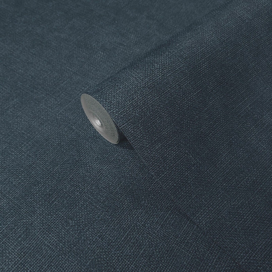 Modern Navy Blue Faux Woven Sack Fabric Textured Plain Contemporary ...