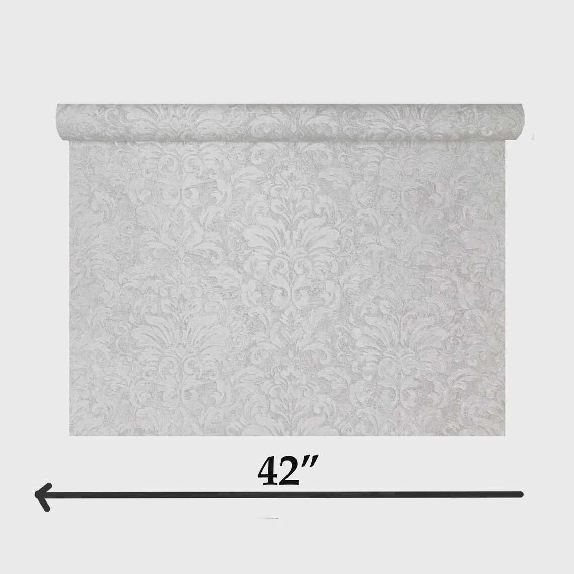 Embossed Grayish off White Cream Plaster Textured Victorian Damask ...