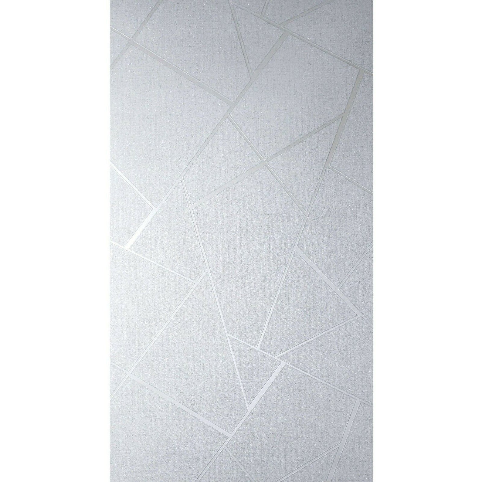 Contemporary Wallpaper White Silver Metallic Geometric Fractal ...
