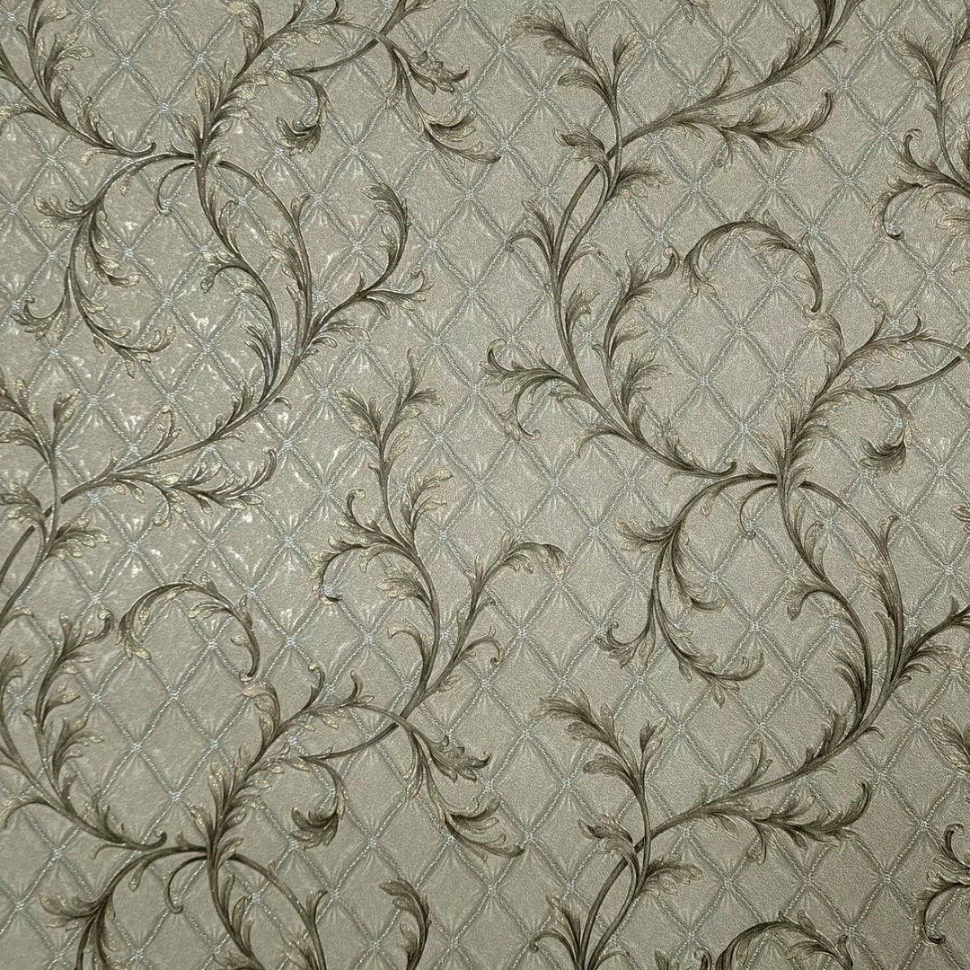Brass Bronze Metallic Faux Fabric Textured Damask Victorian Diamonds ...