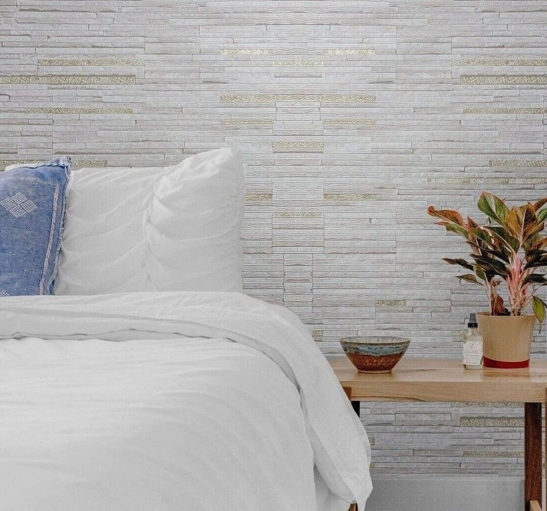 Wallpaper Textured Tan Gold Metallic Modern Faux Realistic Stone ...