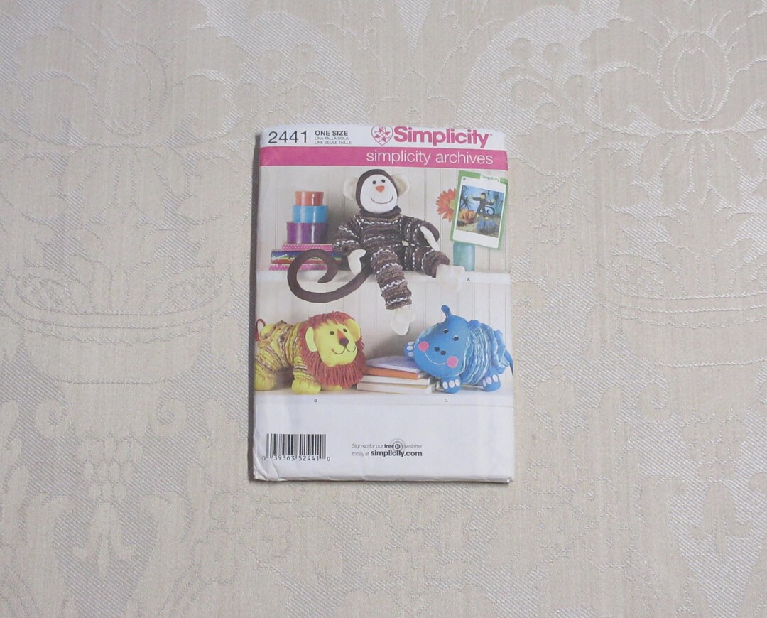 Simplicity Happy Monkey Lion Hippo Yoyo Stuffed Animals Toy Pattern ...