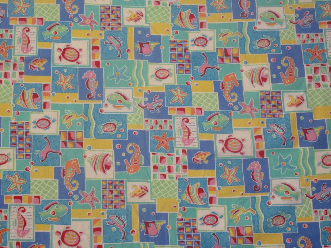 Vintage Cute Colorful Coastal Nautical Patchwork Cotton Fabric 43x66 - Etsy