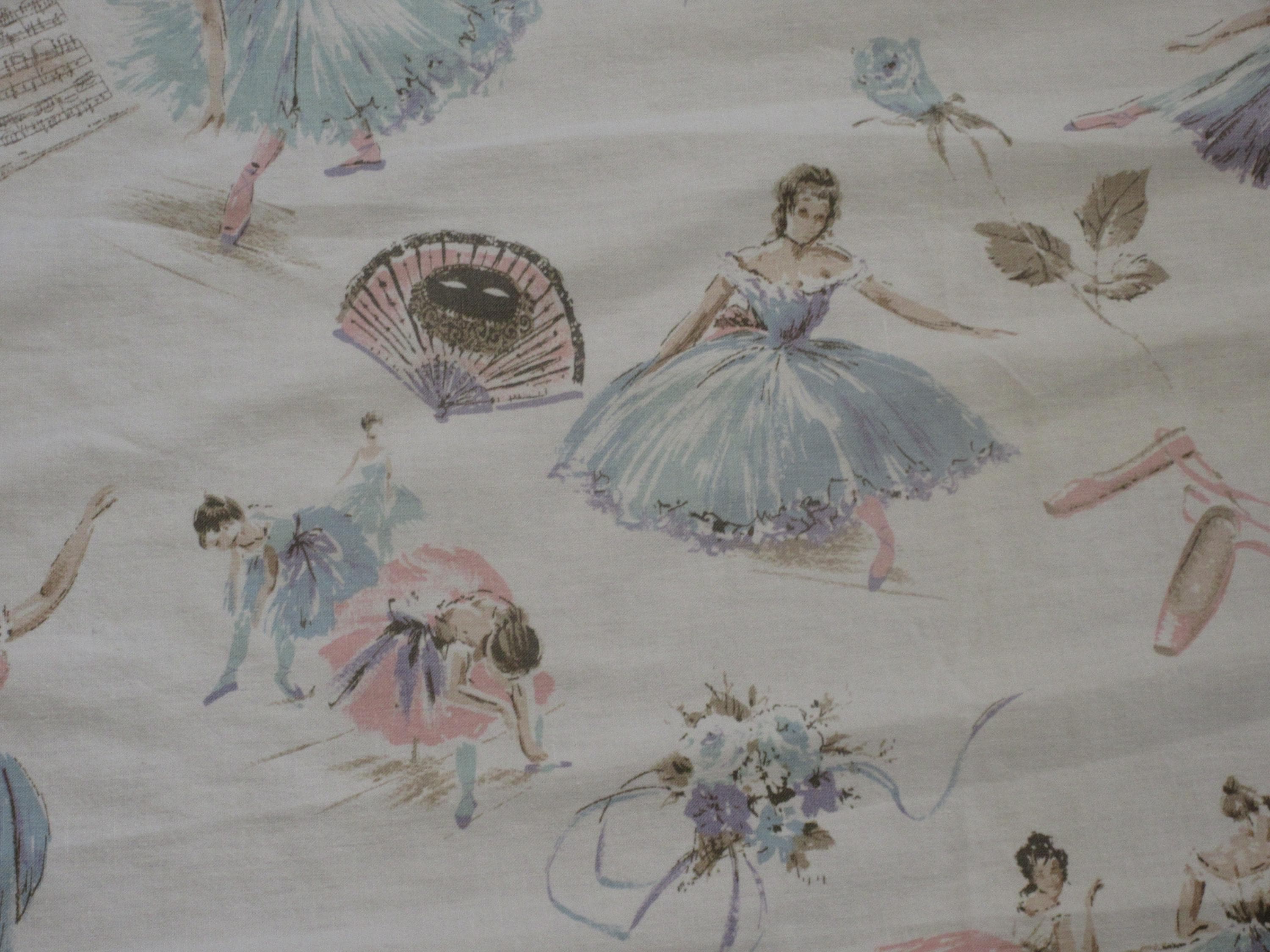 Vintage 60's Swan Lake Pastel Ballerina Twin Cotton Linen Bedspread ...