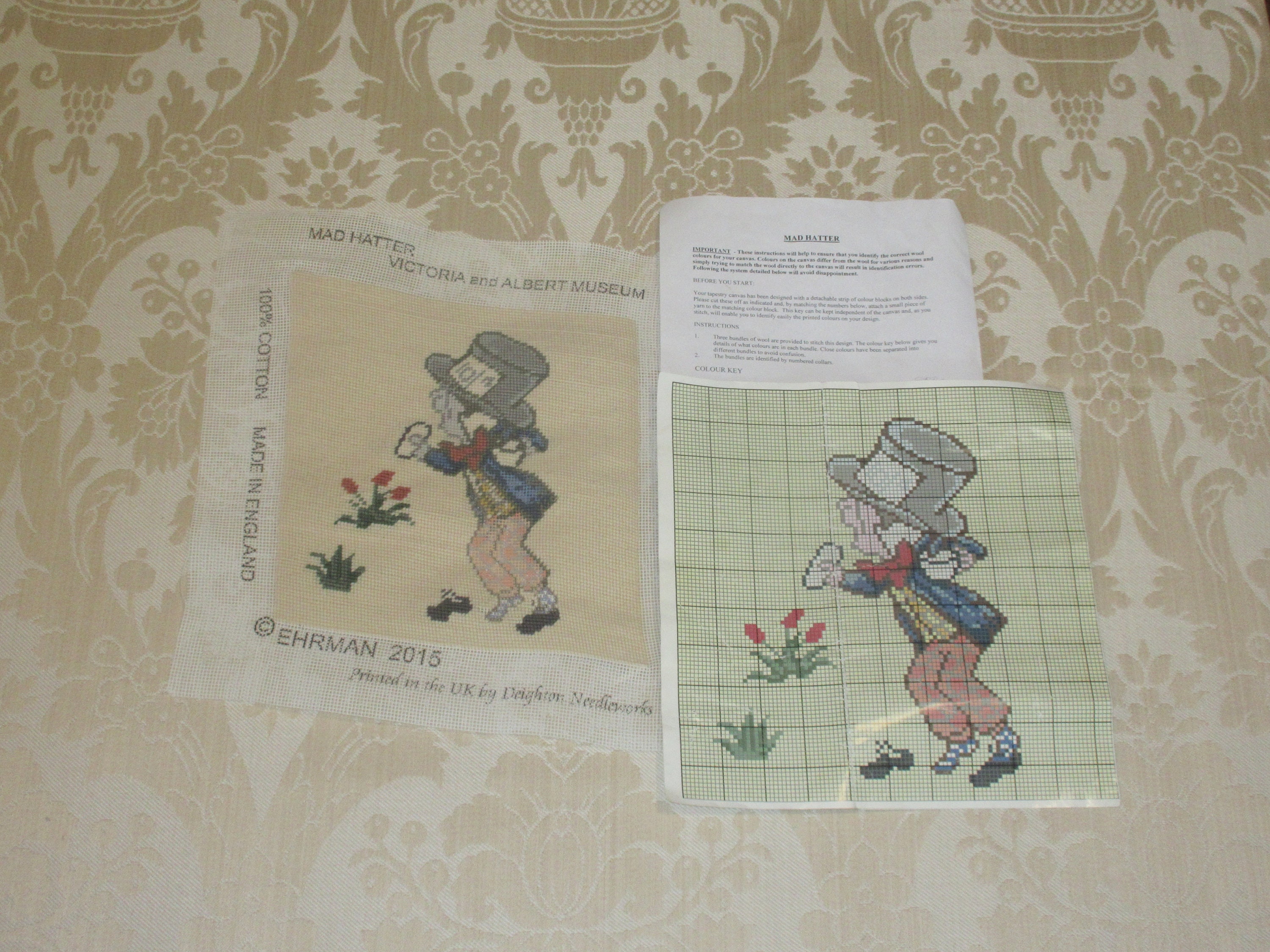 Vintage Ehrman Mad Hatter Needlepoint Sampler Kit Mostly Stitched ...