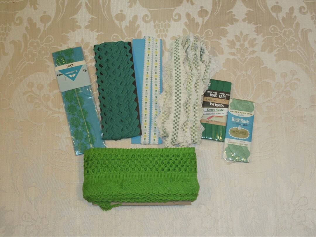 Vintage Green Lime White Daisy Rick Rack Fringe Trim Assortment 7pc - Etsy