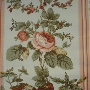 Vintage Waverly Blush Sage Birds Roses Shabby Cottage Decorator Fabric ...